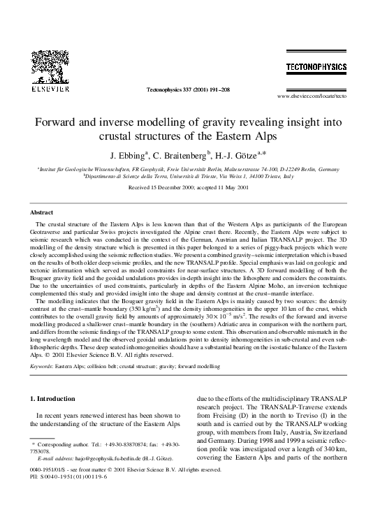 (PDF) Forward and inverse modelling of gravity revealing insight into crustal structures of the ...