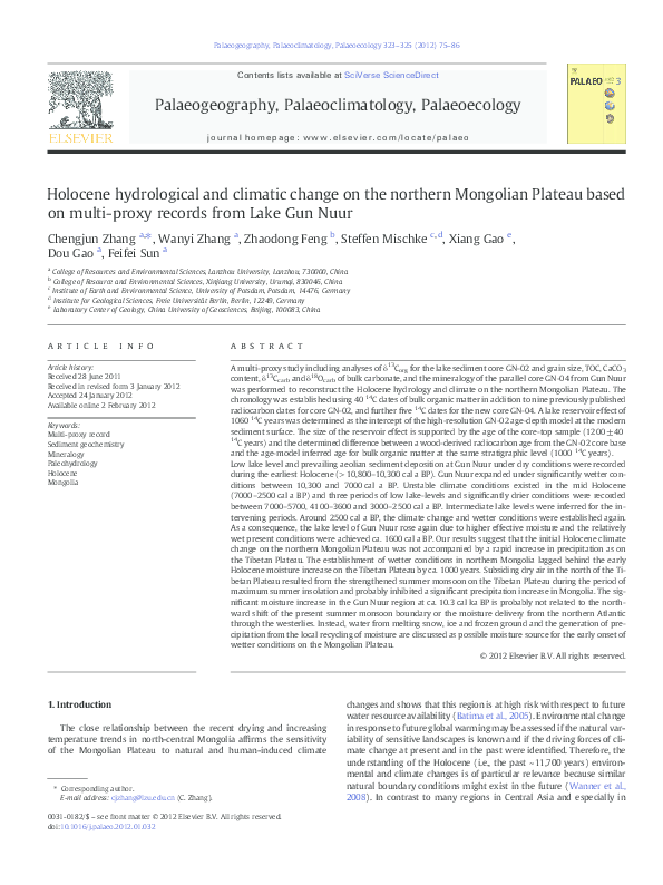 (PDF) Holocene hydrological and climatic change on the northern ...