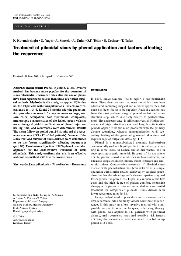 (PDF) Treatment of pilonidal sinus by phenol application and factors ...