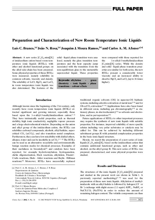 (PDF) Preparation and Characterization of New Room Temperature Ionic ... (PDF) Preparation and Characterization of New Room Temperature Ionic ...