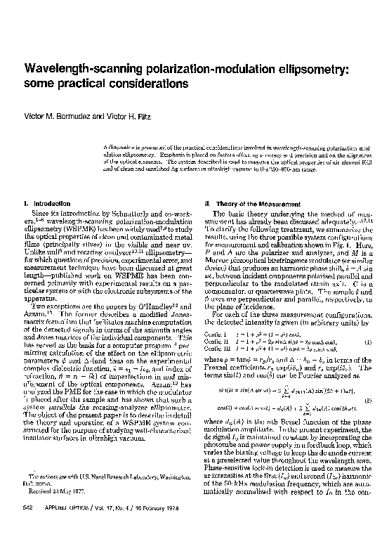 (PDF) Wavelength-scanning polarization-modulation ellipsometry: some practical considerations