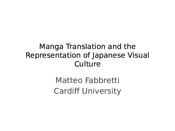 (PPT) Manga Translation and the Representation of Japanese Visual Culture
