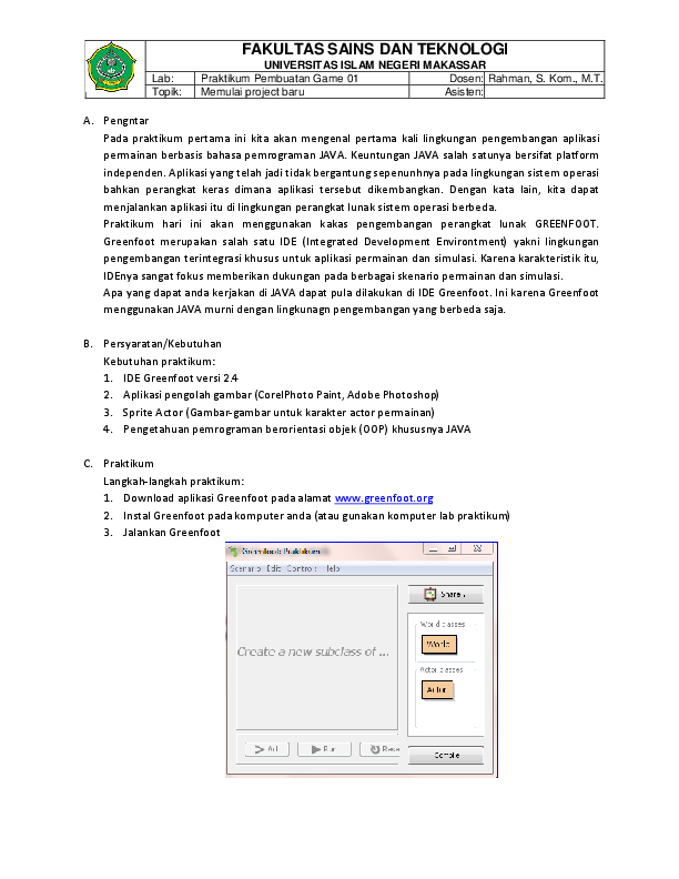 (PDF) MODUL PRAKTIKUM GAME 1