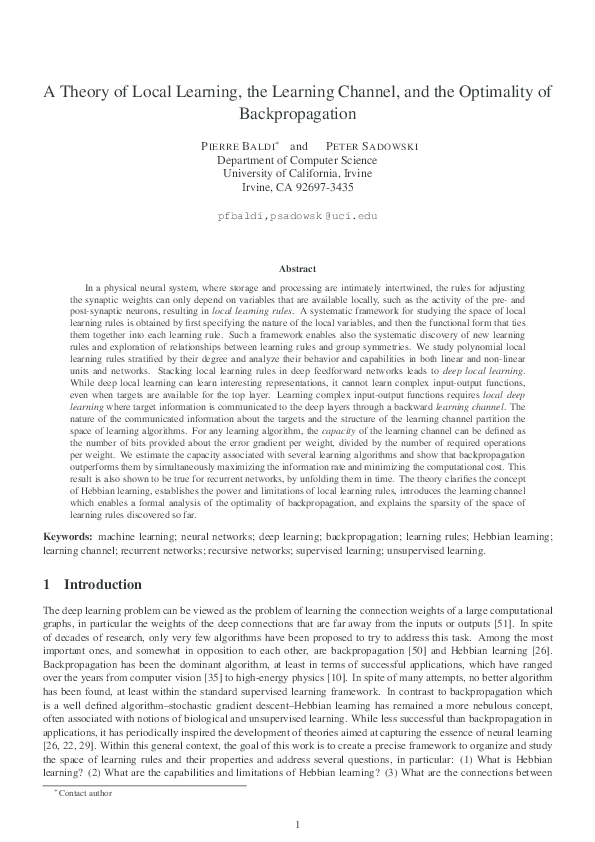 (PDF) A Theory of Local Learning, the Learning Channel, and the ...