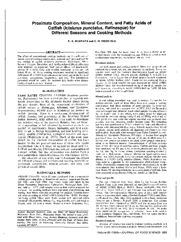 (PDF) Proximate Composition, Mineral Content, and Fatty Acids of Catfish (Ictalurus punctatus ...