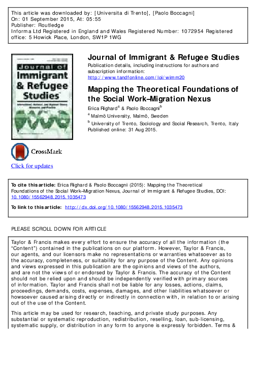 (PDF) Mapping the Theoretical Foundations of the Social Work–Migration Nexus
