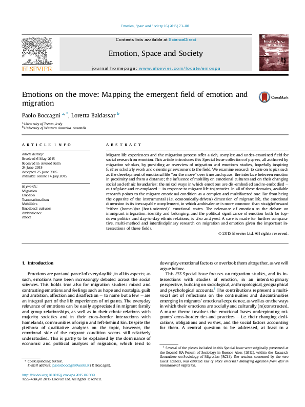 (PDF) Emotions on the move: Mapping the emergent field of emotion and ...