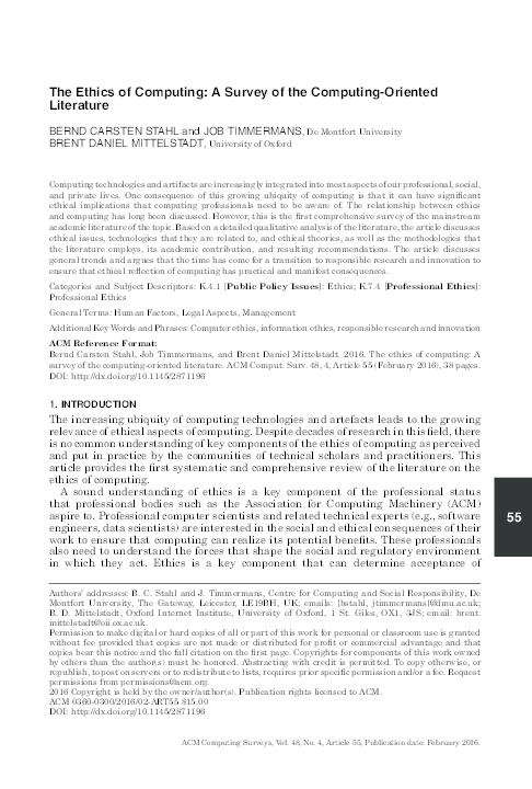 Pdf The Ethics Of Computing