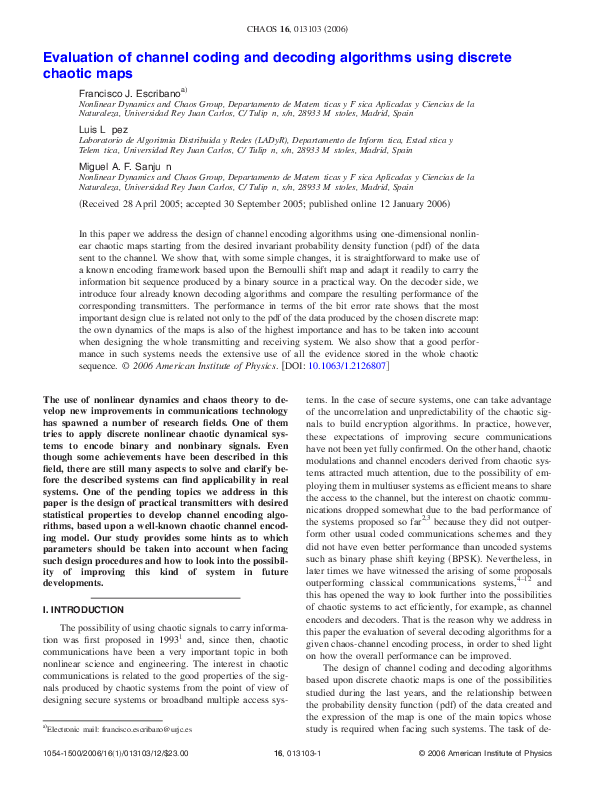 (PDF) Evaluation of channel coding and decoding algorithms using ...