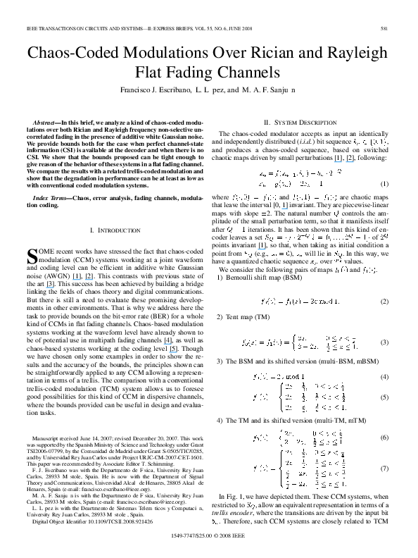 (PDF) Corrections to “Chaos-Coded Modulation Over Rician and Rayleigh Flat Fading Channels