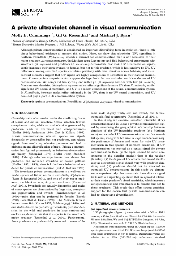(PDF) A private ultraviolet channel in visual communication