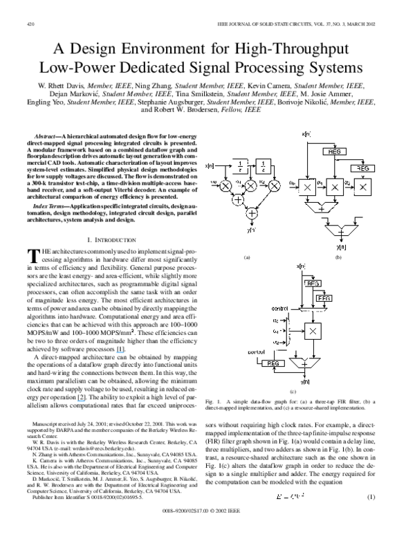 (PDF) A design environment for high throughput, low power dedicated signal processing systems