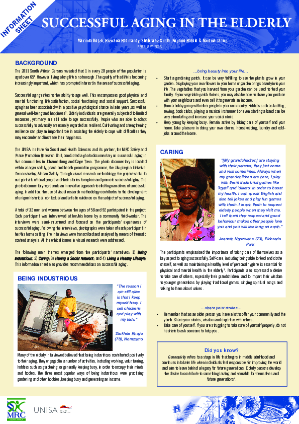 (PDF) Successful Aging in the Elderly - Information Sheet