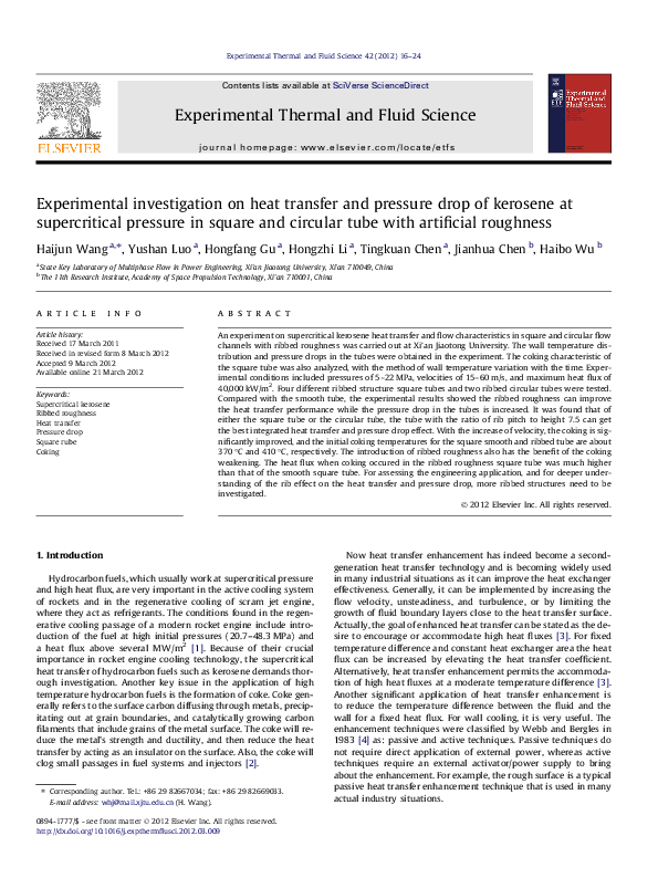(PDF) Experimental study of heat transfer enhancement in an ...