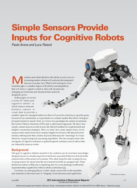 (PDF) Simple sensors provide inputs for cognitive robots