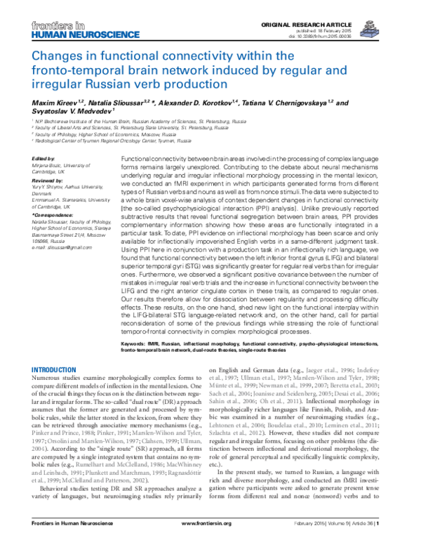 (PDF) Changes in functional connectivity within the fronto-temporal brain network induced by ...
