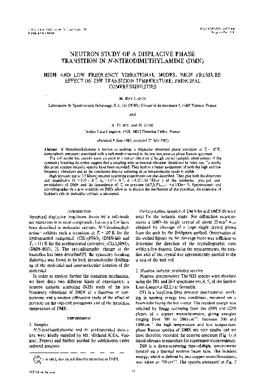 (PDF) Neutron study of a displacive phase transition in N-nitrodimethylamine (DMN)