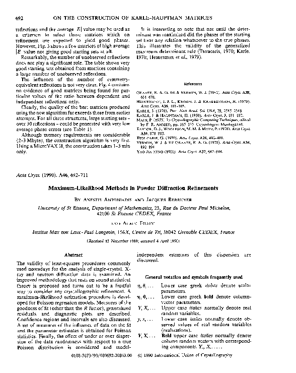 (PDF) Maximum-likelihood methods in powder diffraction refinements ... (PDF) Maximum-likelihood methods in powder diffraction refinements ...