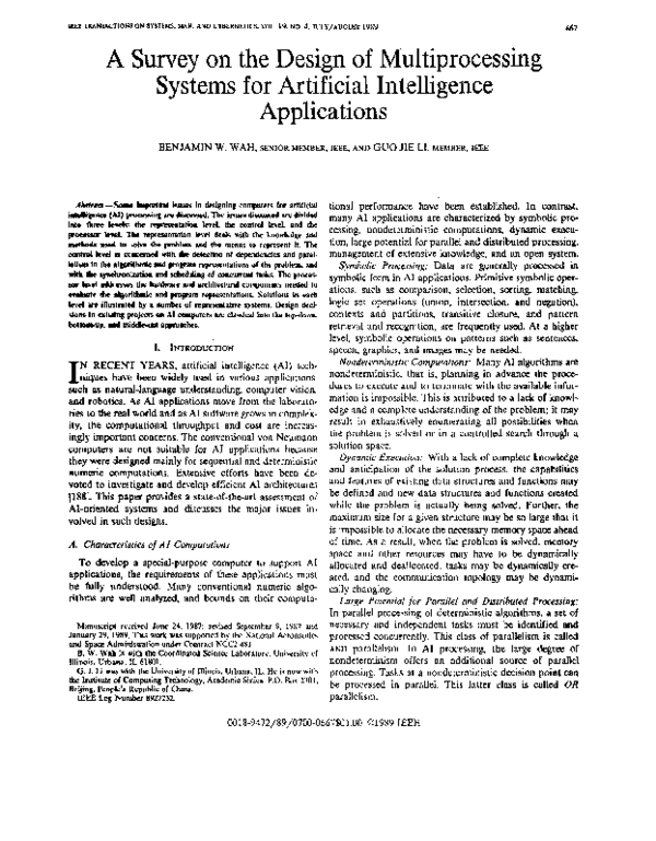 (PDF) A survey on the design of multiprocessing systems for artificial intelligence applications