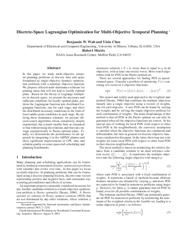 (PDF) Discrete-Space Lagrangian Optimization for Multi-Objective Temporal Planning