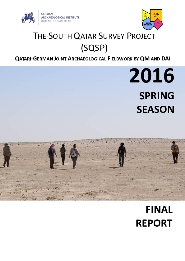 (PDF) 2016 SPRING SEASON THE SOUTH QATAR SURVEY PROJECT (SQSP) QATARI ...