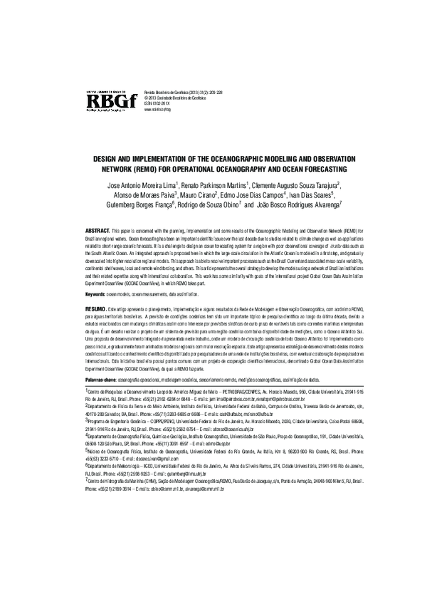 Pdf Design And Implementation Of The Oceanographic Modeling And Observation Network Remo For