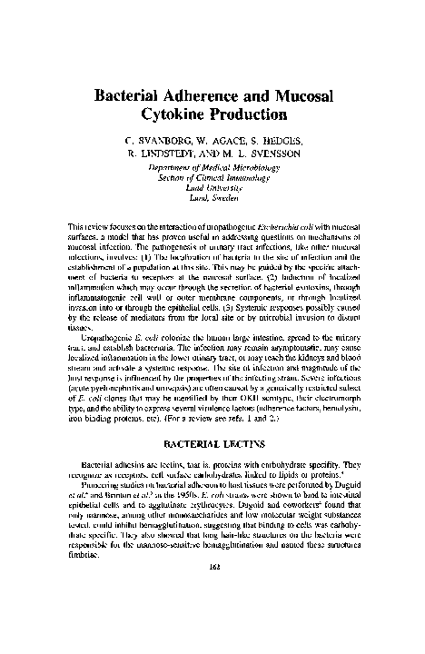 (PDF) Bacterial Adherence and Mucosal Cytokine Production