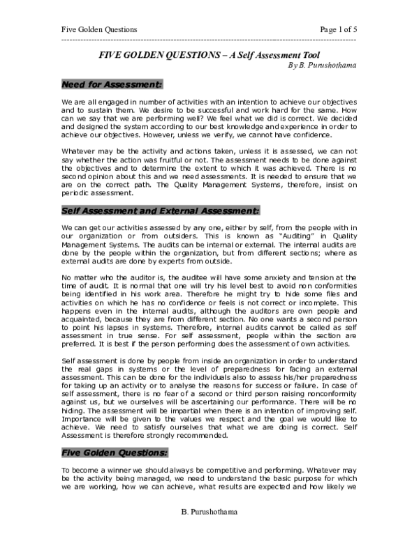 (DOC) Five Golden Questions - A self assessment tool.doc