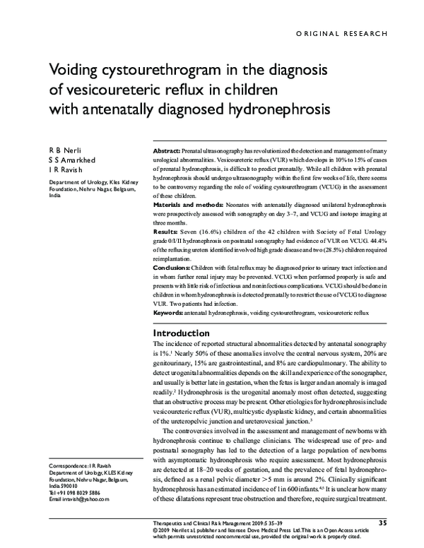 (PDF) Voiding cystourethrogram in the diagnosis of vesicoureteric ...