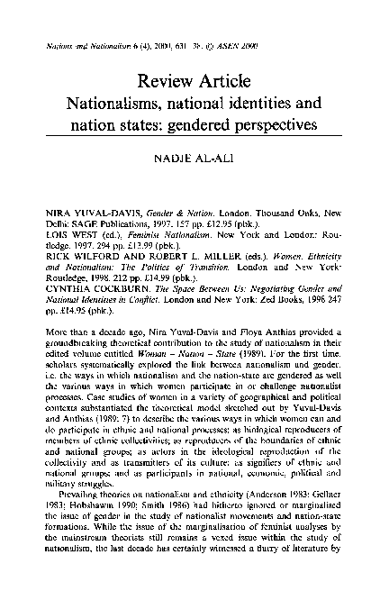 (PDF) Review Article: Nationalisms, National Identities and Nation ...