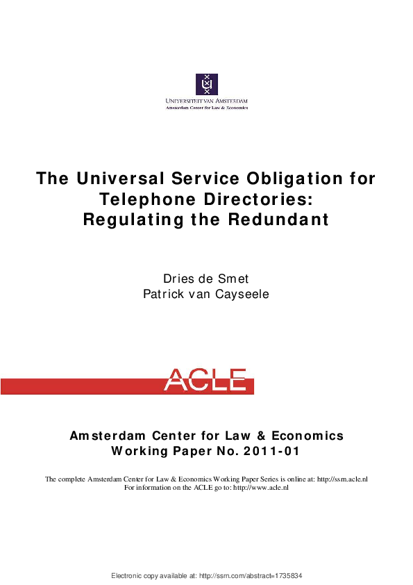 (PDF) Redundant Regulations in Telephone Directories