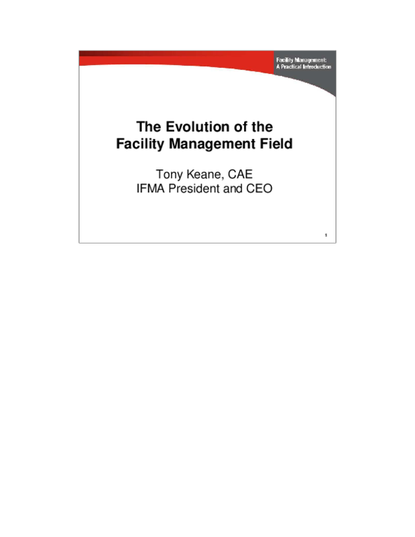 (PDF) The Evolution of the Facility Management Field