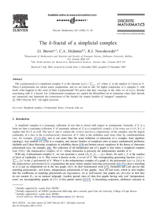 (PDF) The k-fractal of a simplicial complex | Richard Nowakowski ...