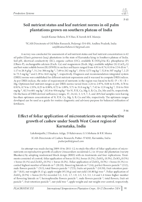 Pdf Effect Of Foliar Application Of Micro Nutrients On The Growth