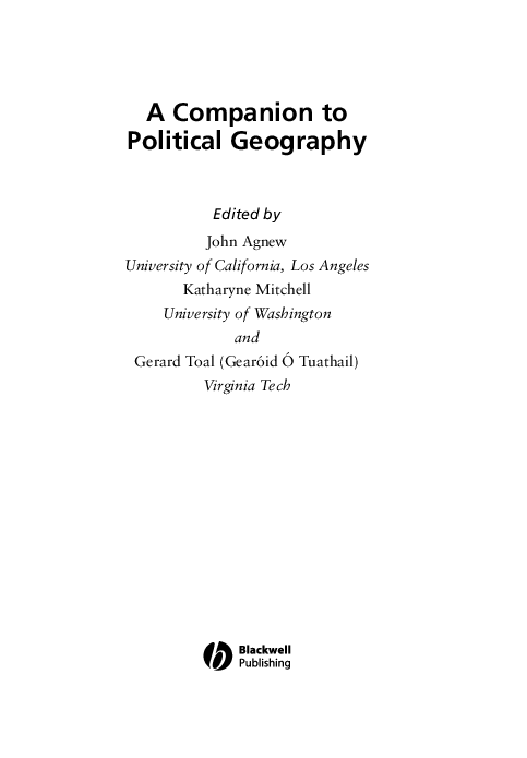 (PDF) A Companion to Political Geography