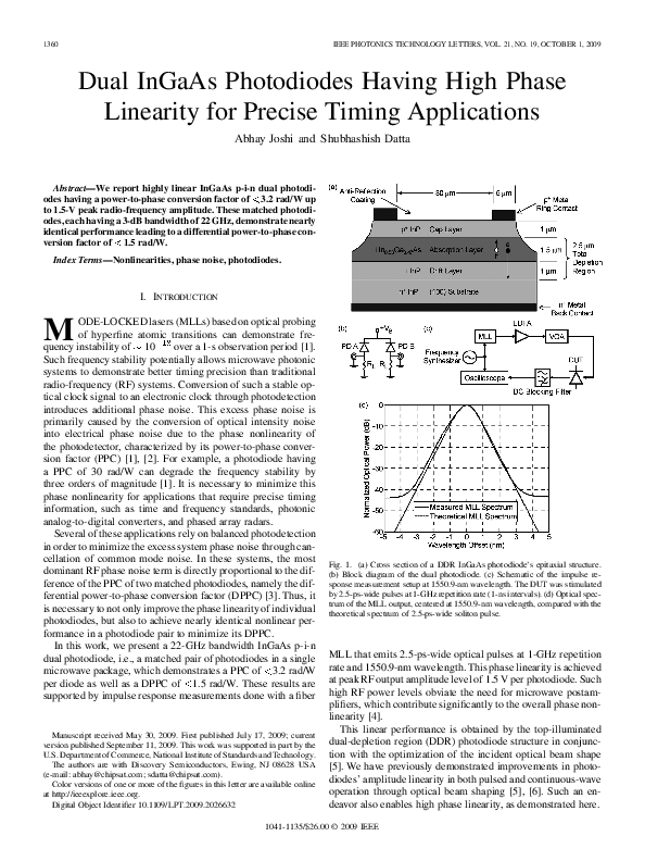 (PDF) Dual InGaAs Photodiodes Having High Phase Linearity for Precise ...