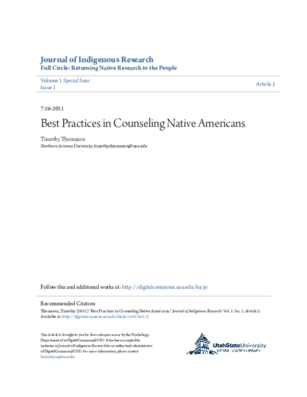 (PDF) Best Practices in Counseling Native Americans