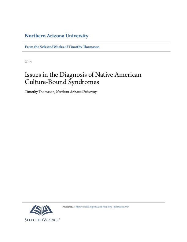 (PDF) Issues in the Diagnosis of Native American Culture-Bound ...