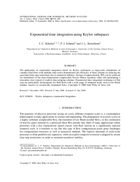 Exponential Time Integration Using Krylov Subspaces