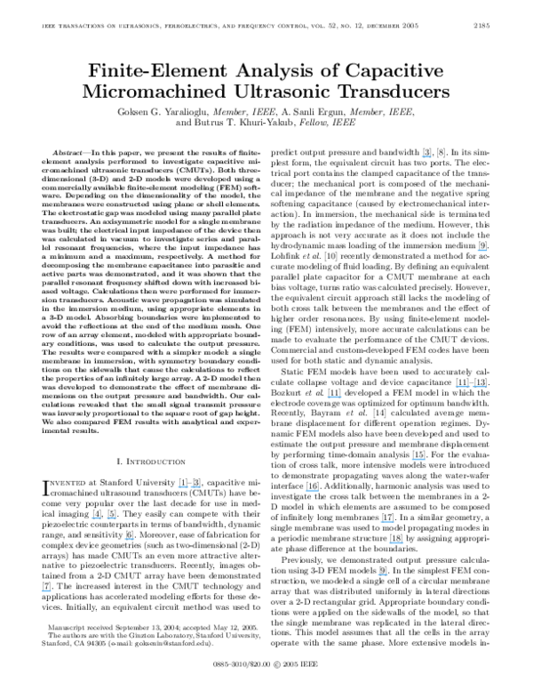 (PDF) Finite-element analysis of capacitive micromachined ultrasonic transducers