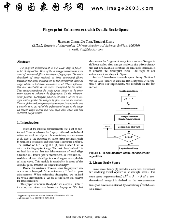(PDF) Fingerprint Enhancement with Dyadic Scale-Space