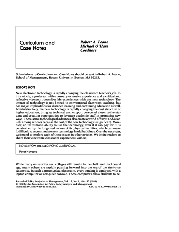 (PDF) Curriculum and Case Notes