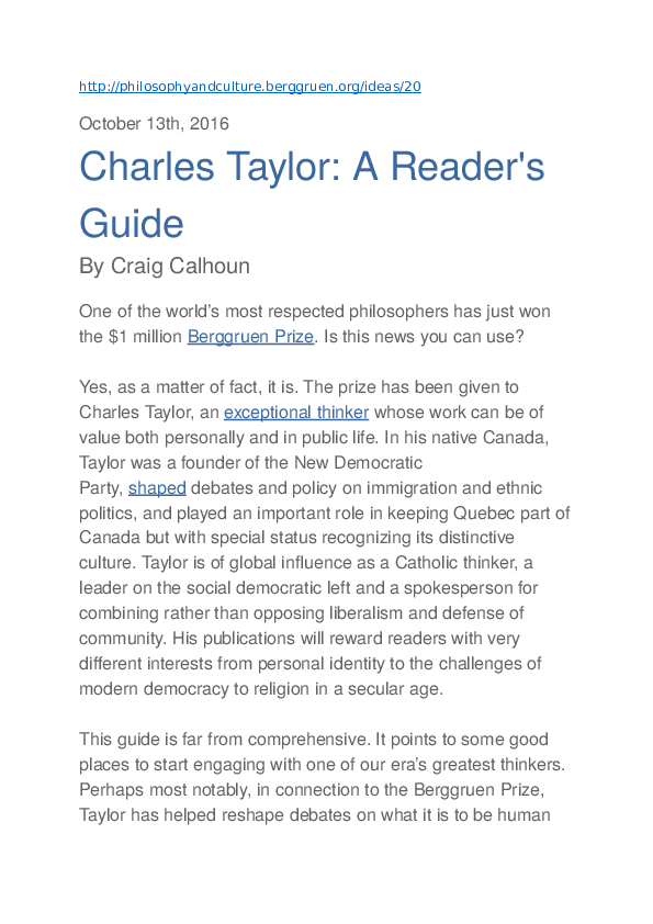 (DOC) Charles Taylor: A Reader's Guide