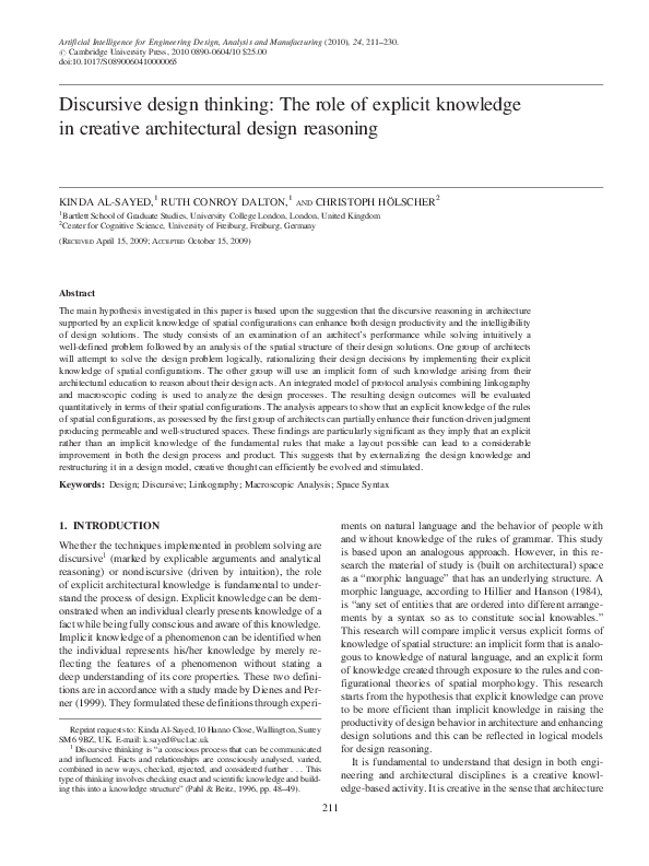 (PDF) Discursive design thinking: The role of explicit knowledge in ...