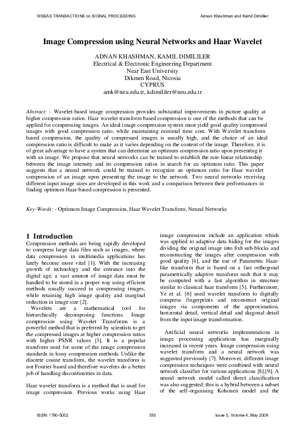 (PDF) Image compression using neural networks and haar wavelet