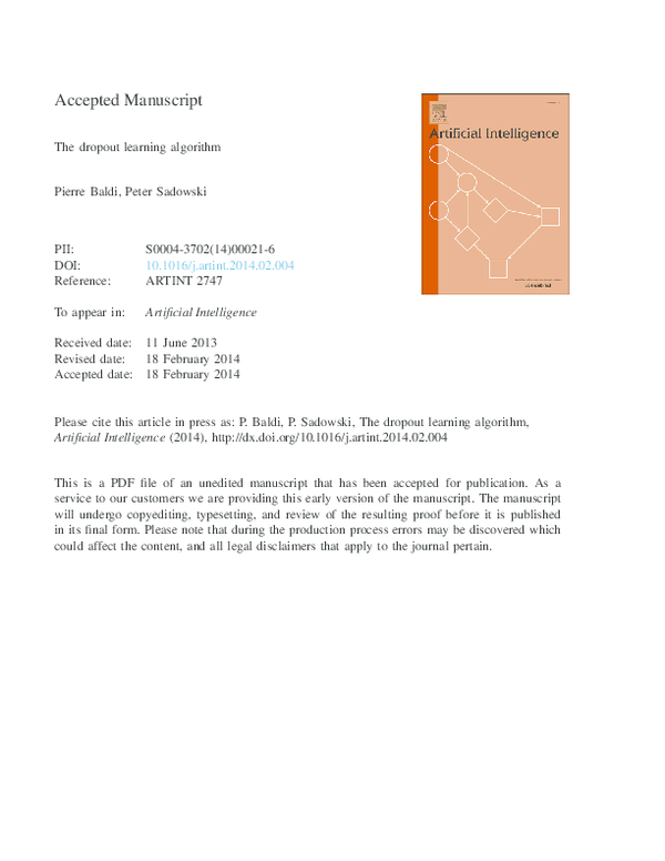 (PDF) The dropout learning algorithm