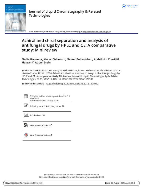 (PDF) Achiral and chiral separation and analysis of antifungal drugs by ...
