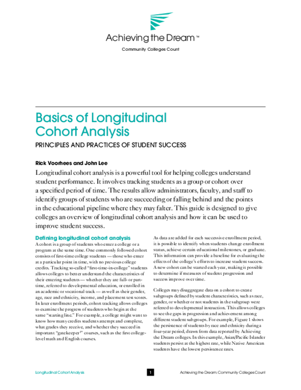 (PDF) Basics of Longitudinal Cohort Analysis. Principles and Practices ...
