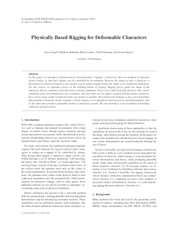 (PDF) Physically based rigging for deformable characters