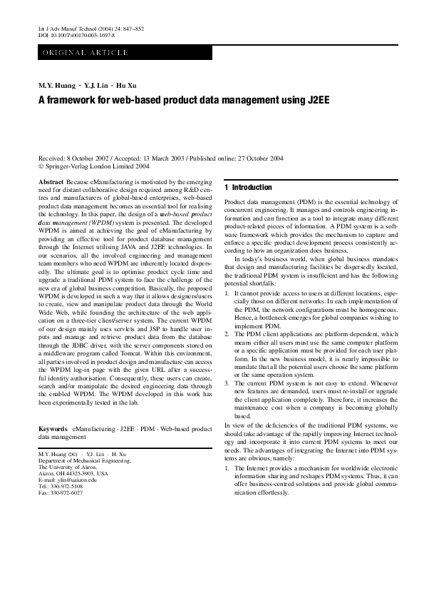 (PDF) A framework for web-based product data management using J2EE